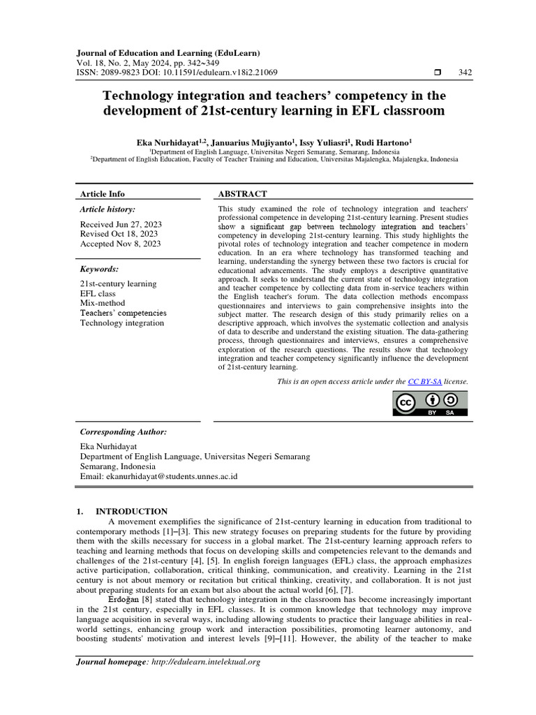 Technology Integration and Teachers' Competency in The Development of ...
