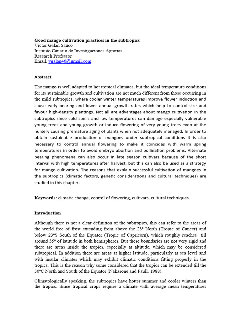 Good Mango Cultivation Practices in The Subtropics | PDF | Mango ...