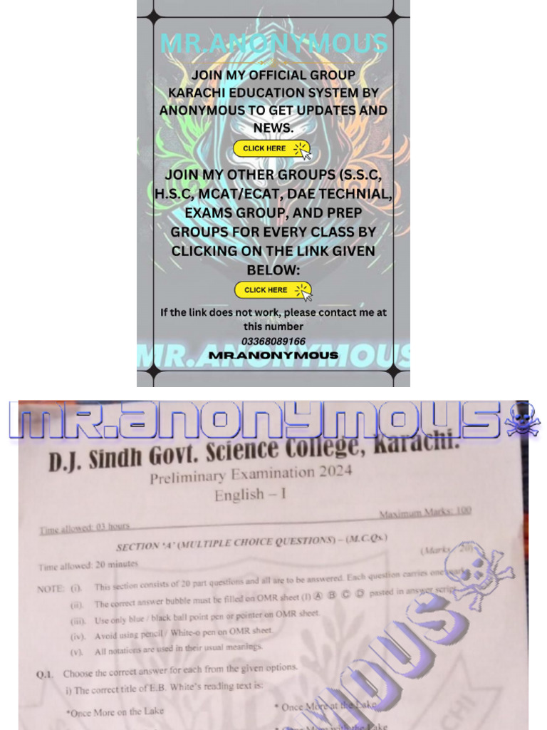 Xi-Dj Govt Sci CLG 2024 All Subjs PRLM-MR - Anonymous Group-1 | PDF