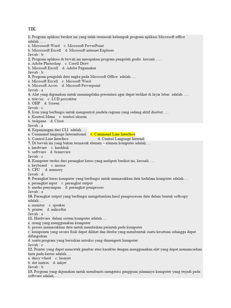 Kuis Dasar Komputer dan TIK | PDF