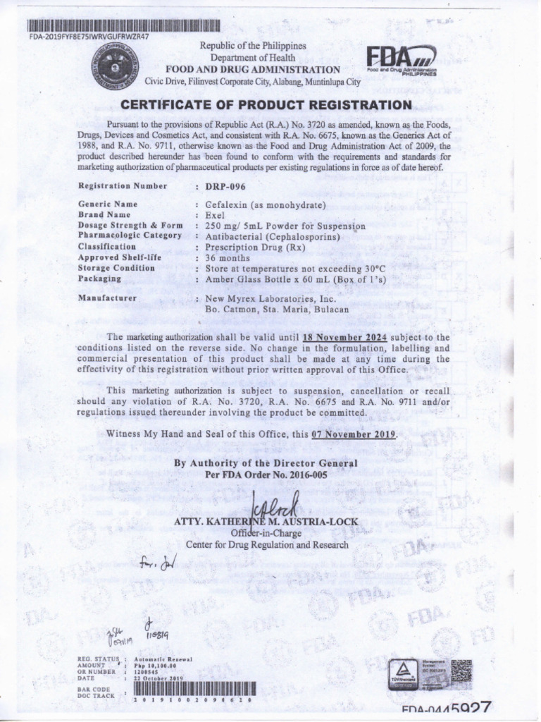 Cefalexin 250 Susp EXEL | PDF