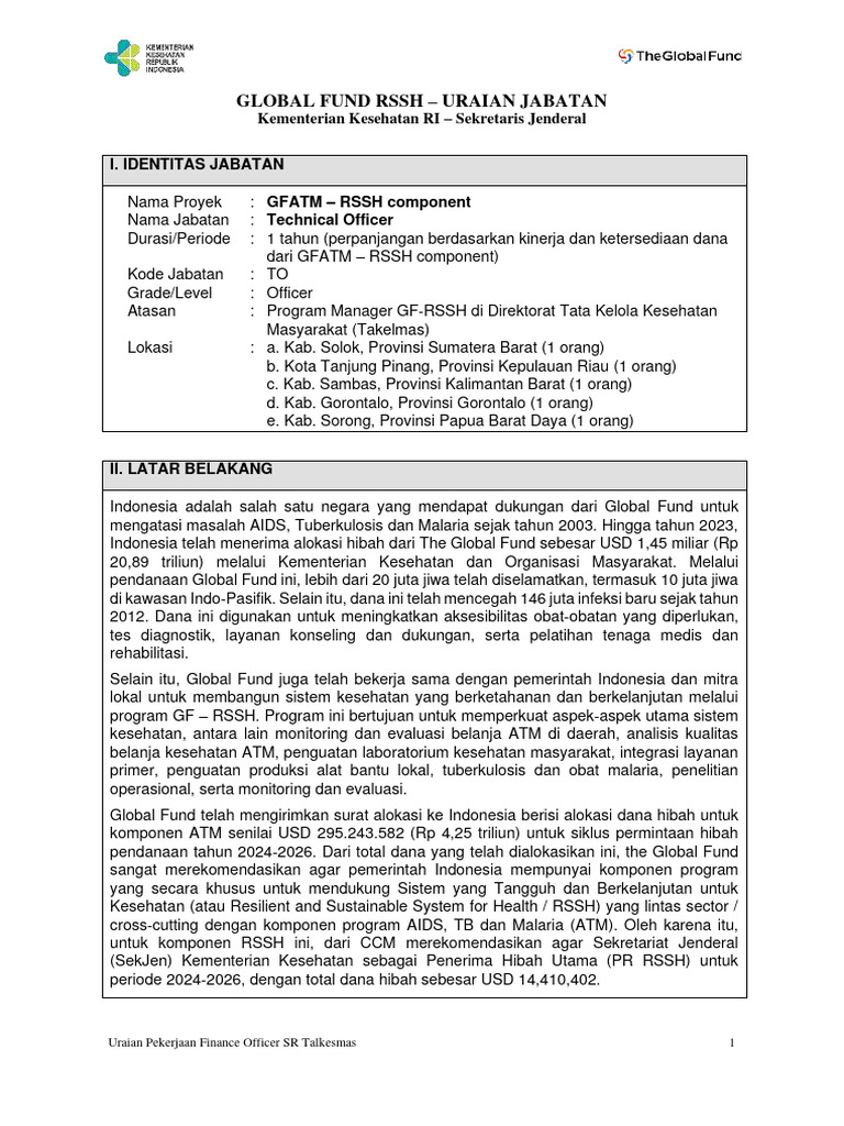 SR Talkesmas - Technical Officer | PDF | Bisnis