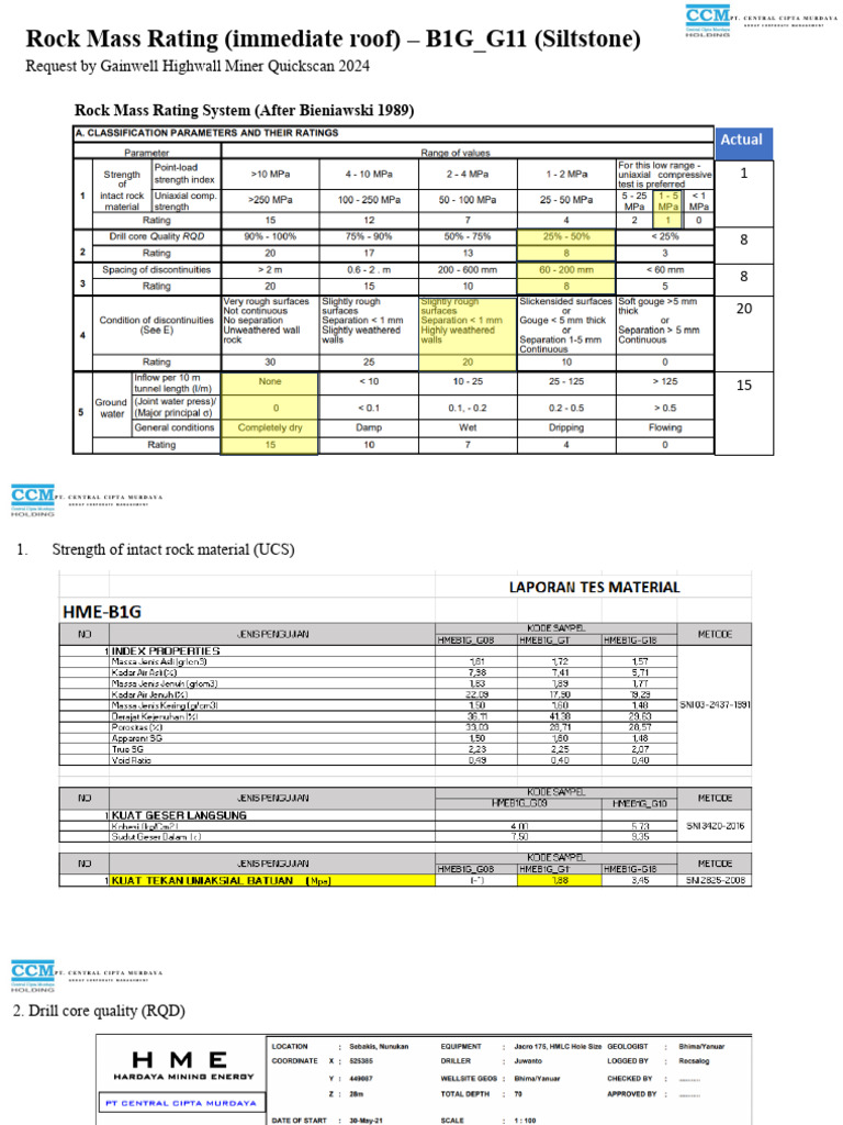 Rock Mass Rating (Siltstone) | PDF
