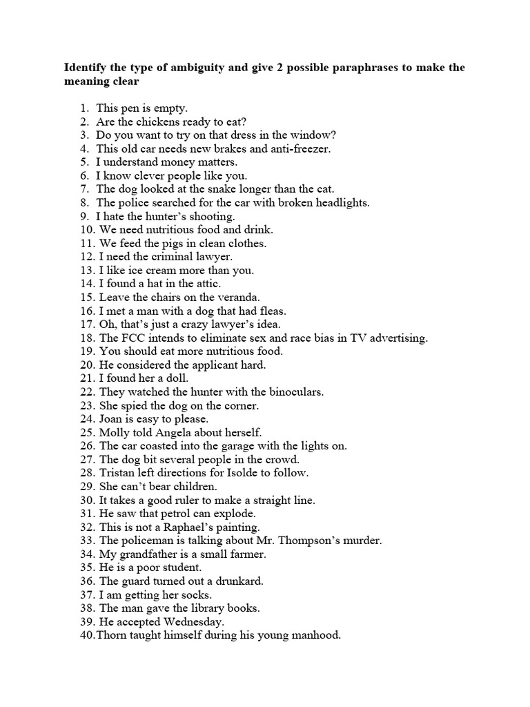 Exercise On Ambiguity | PDF