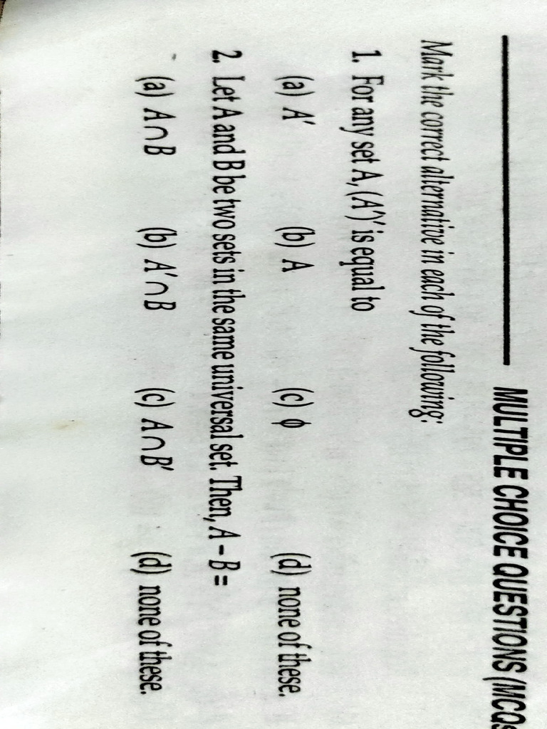 Sets MCQ | PDF | Mathematical Concepts | Mathematical Logic