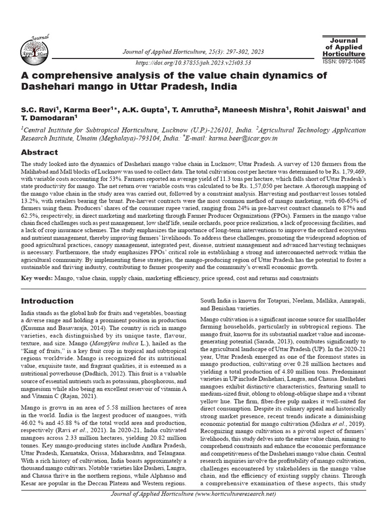 A Comprehensive Analysis of The Value Chain Dynamics of | PDF | Agriculture | Linear Regression