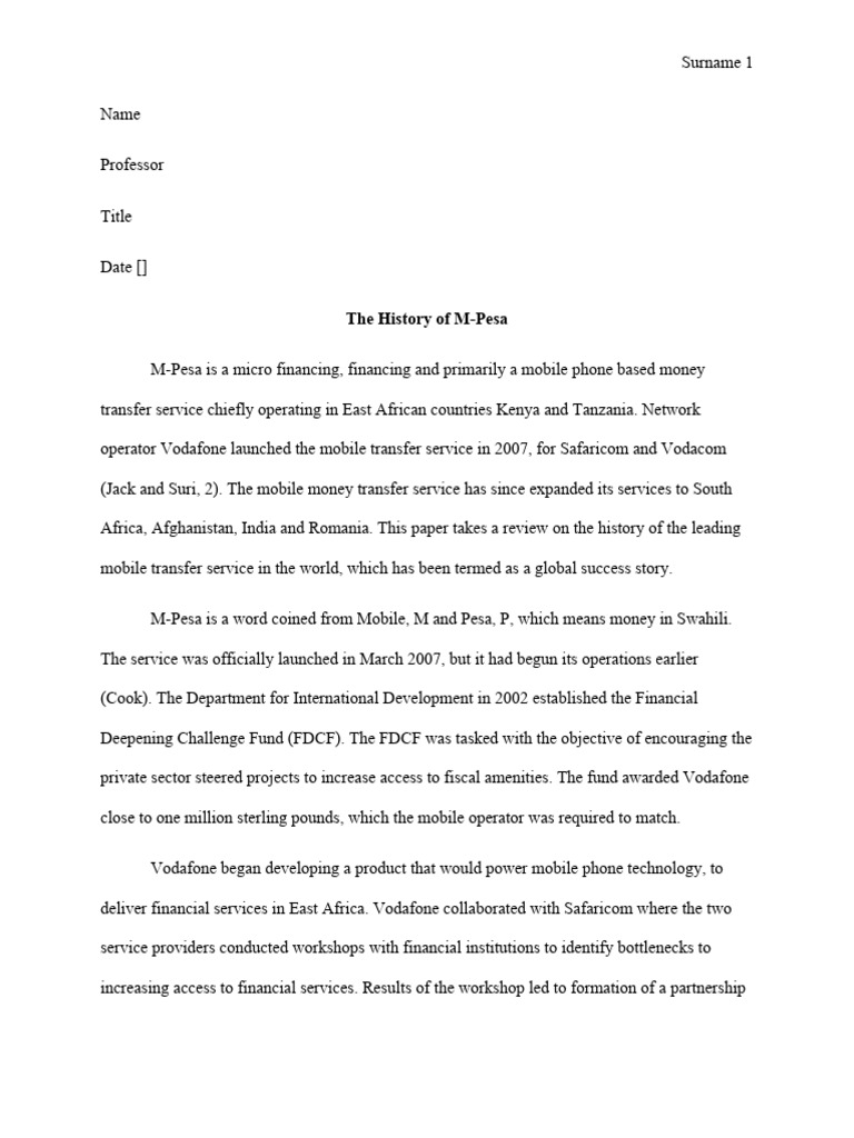 The History of Safaricom MPesa MLA | PDF | Service Industries | Economies