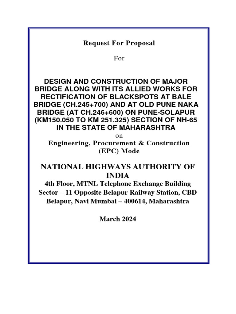 National Highways Authority of India | PDF | Request For Proposal | Cheque