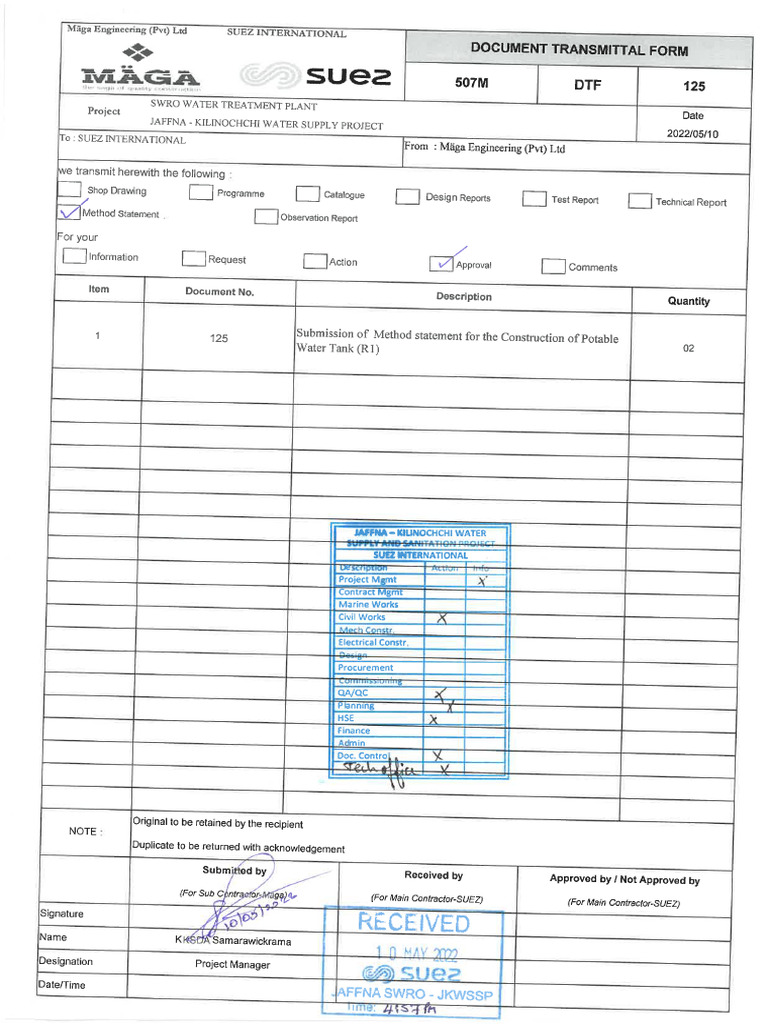 507M-DTF-125 - Method Statement For The Construction of PWT R1 | PDF