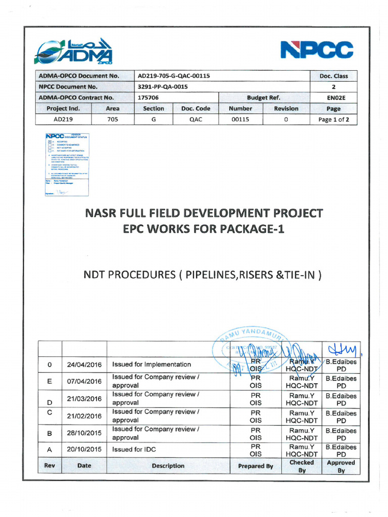 3291-Pp-Qa-0015-Ver-C0000 - NDT Procedure (Pipelines, Riser and Tieins ...