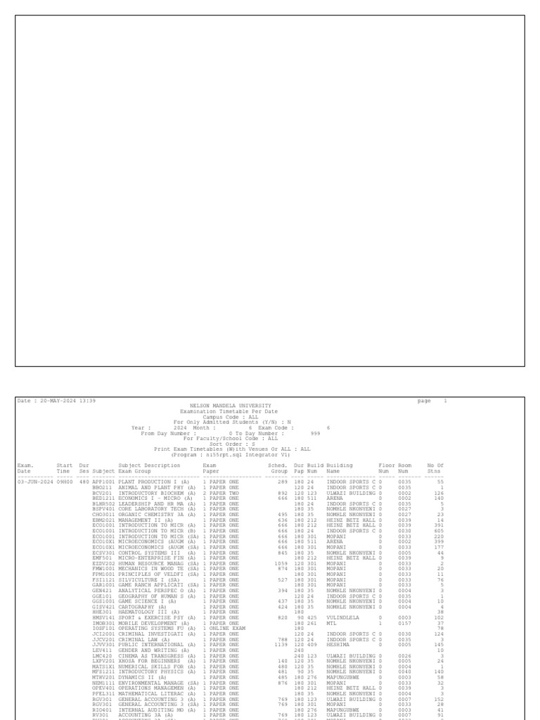 Final Timetable - June 2024 Examinable Modules | PDF