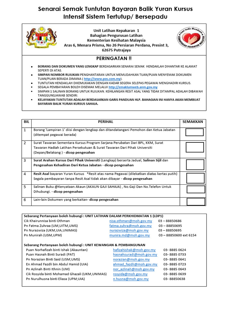 Borang Bayaran Balik Yuran Kursus 2023 | PDF | Karier & Perkembangan