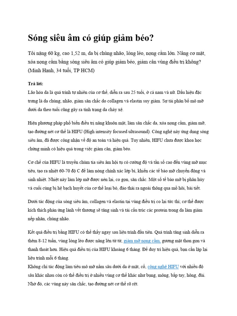Sóng siêu âm có giúp giảm béo | PDF