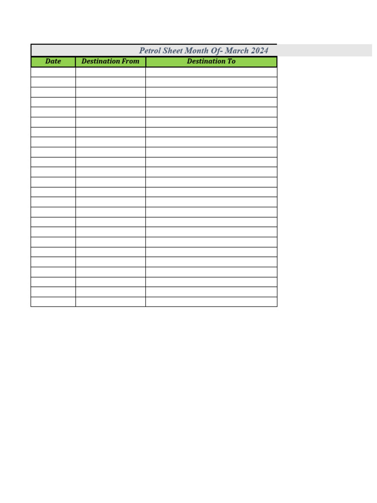 Petrol Sheet Format | PDF
