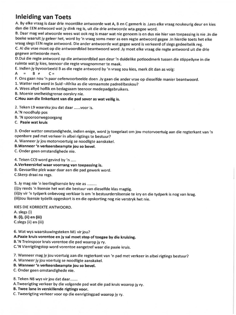 Afrikaans Leerlinglesensie Toets | PDF