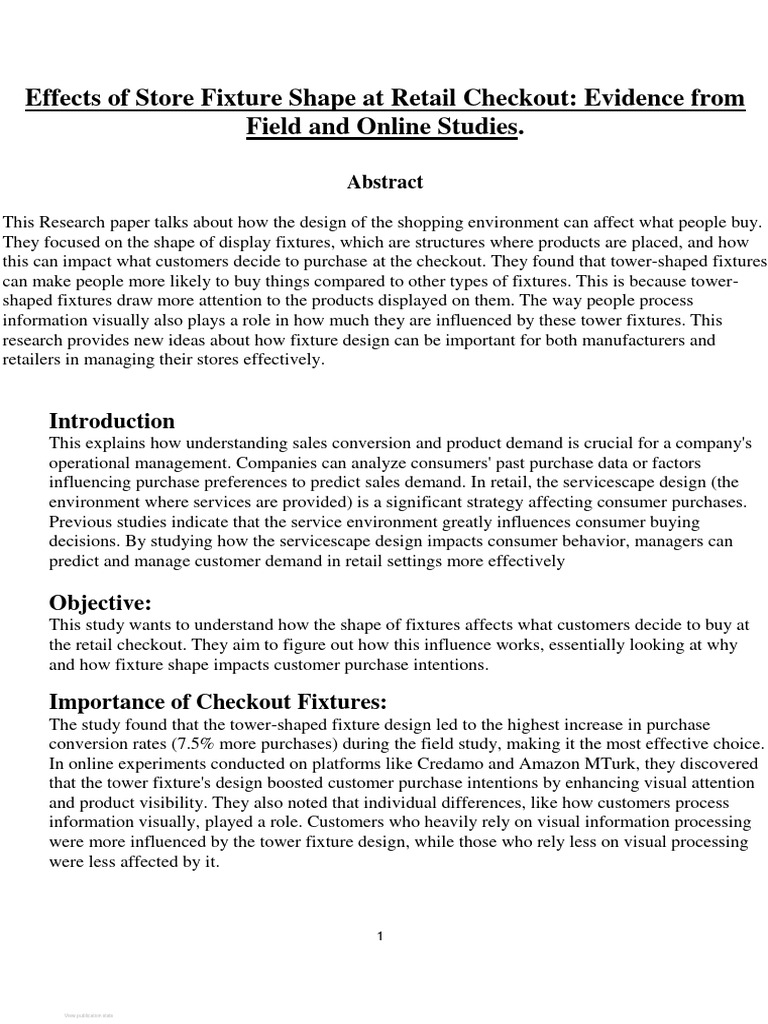 Effects of Store Fixture Shape at Retail Checkout | PDF | Retail ...