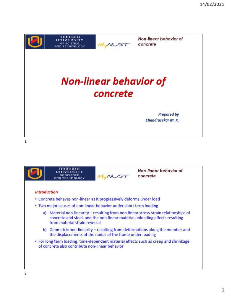 Non-Linear Behavior of Concrete | PDF | Deformation (Engineering) | Bending