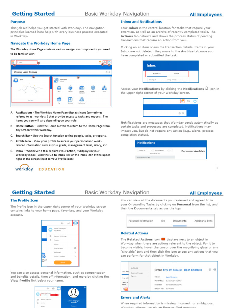 Workday Basic Navigation For Dashboard Pdf Icon Computing Software