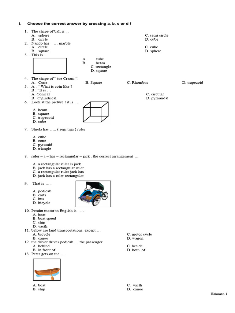 Latihan Soal Bahasa Inggris | PDF | Rectangle | Shape