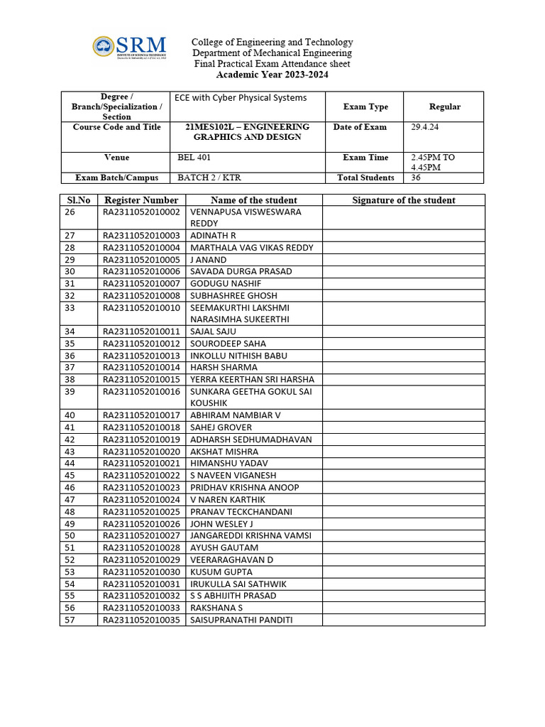 Sachi Eg Att Sheet Batch 2 | PDF