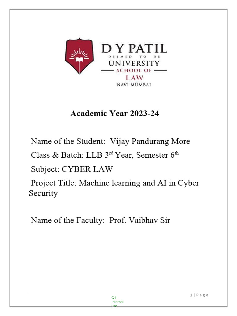 Cyber Law Machine Learning and AI in Cyber Security | Download Free PDF | Machine Learning ...