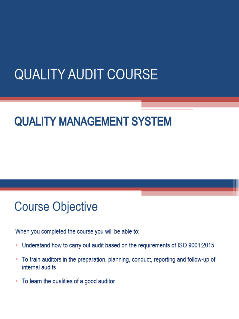 Quality Audit Course | PDF | Audit | Auditor's Report