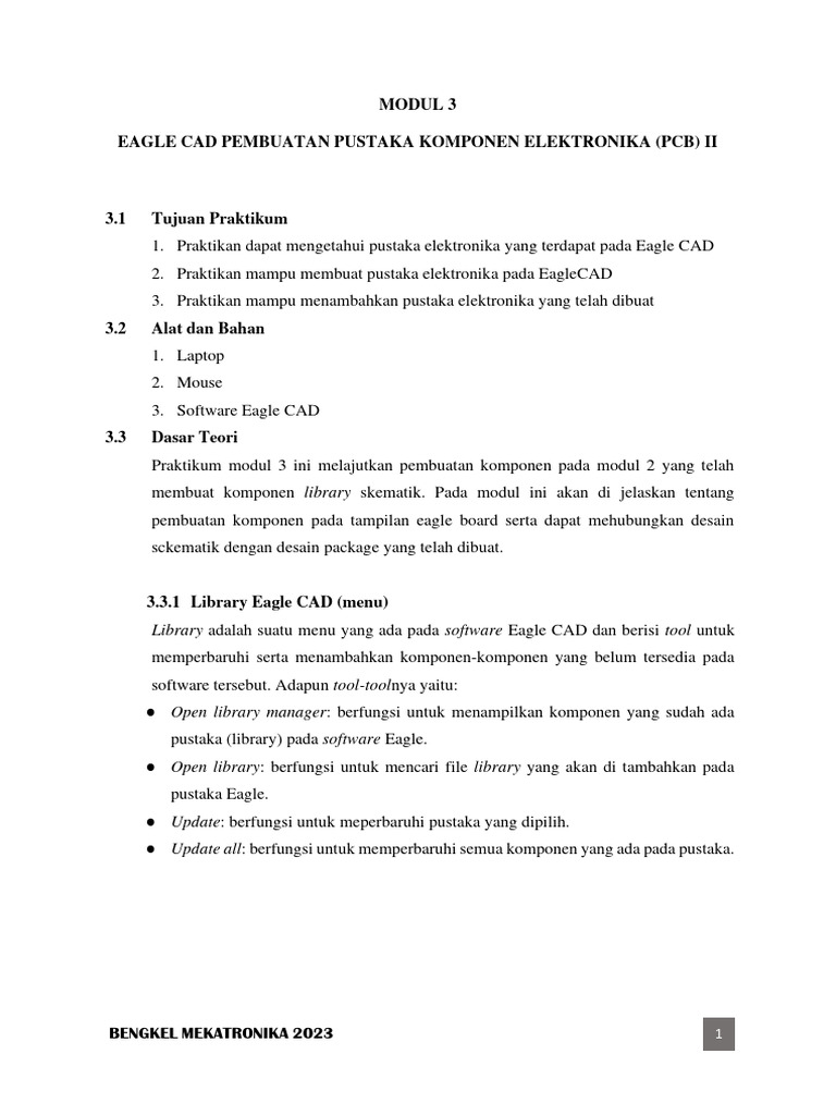 Modul 3 - Eagle - Cad Dan Pembuatan Pustaka Komponen | PDF