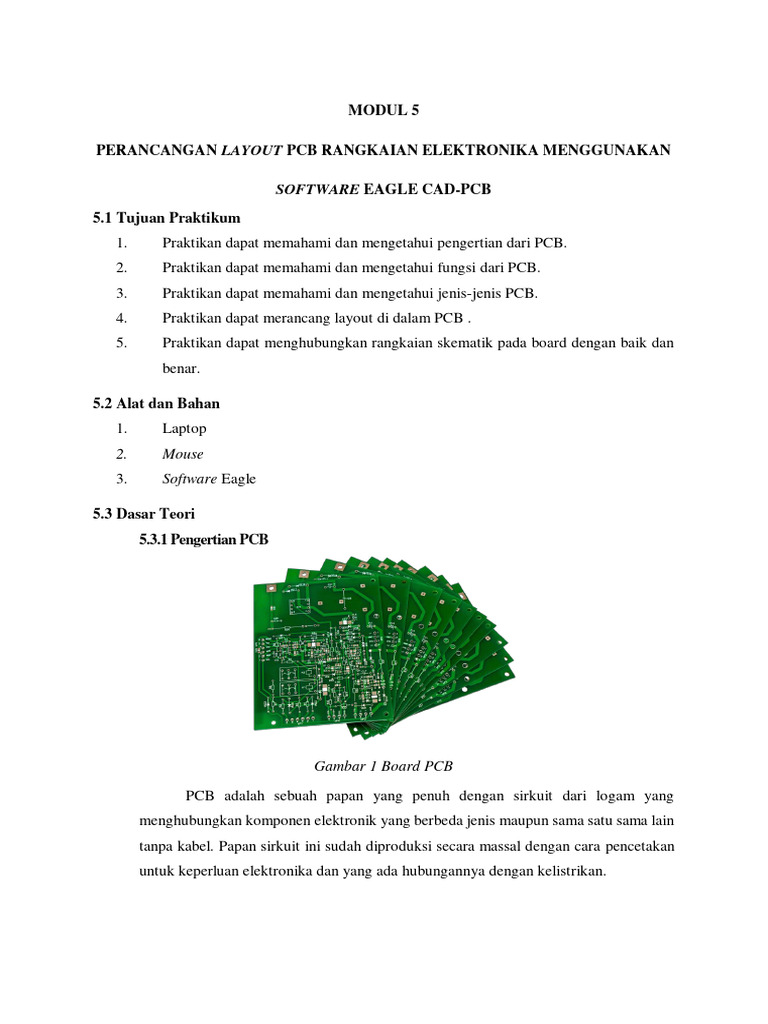 Modul 5 - Perancangan Layout PCB Rangkaian Elektronika Menggunakan Software Eagle Cad-Pcb | PDF ...