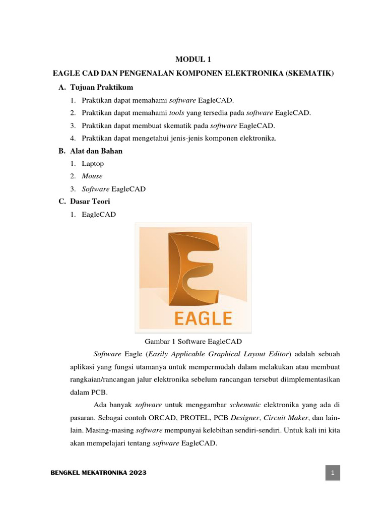 MODUL 1 - EagleCAD Dan Pengenalan Elektronika (Skematik) | PDF