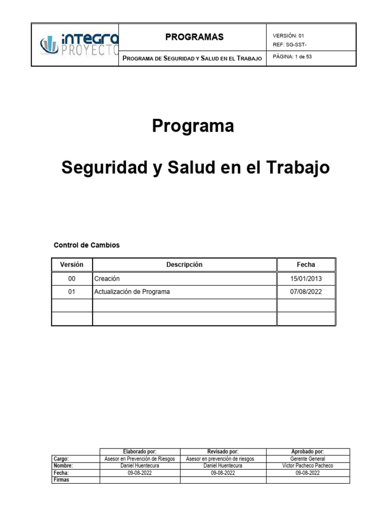 SG-PSST-001 Programa de Prevencion y Salud en El Trabajo | PDF ... SG-PSST-001 Programa de Prevencion y Salud en El Trabajo | PDF ...