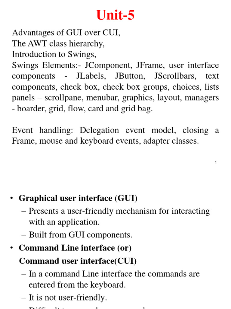JAVA Unit 5 | PDF | Window (Computing) | Computer Programming JAVA Unit 5 | PDF | Window (Computing) | Computer Programming