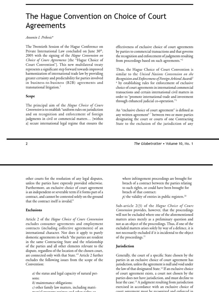 Hague Convention on Choice of Court Agreements | PDF | Dumping (Pricing ...