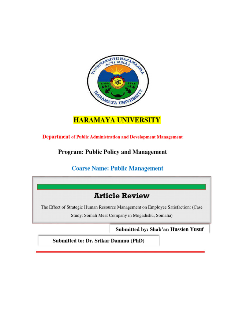 Article Review | PDF | Human Resource Management | Job Satisfaction