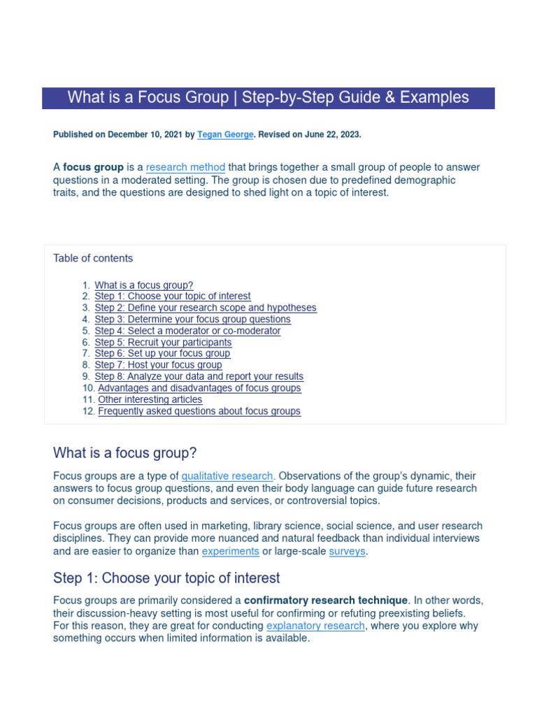 Focus Group Discussion | Download Free PDF | Focus Group | Sampling ...