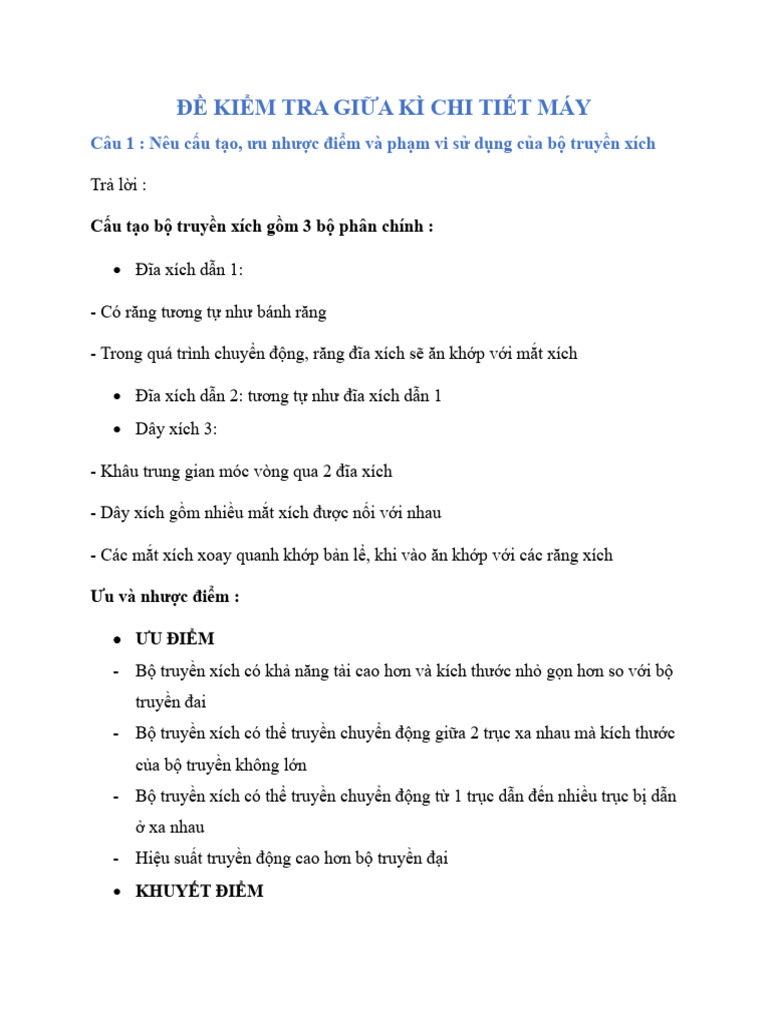 Kiểm Tra Chi Tiết Máy Giữa Kì | PDF
