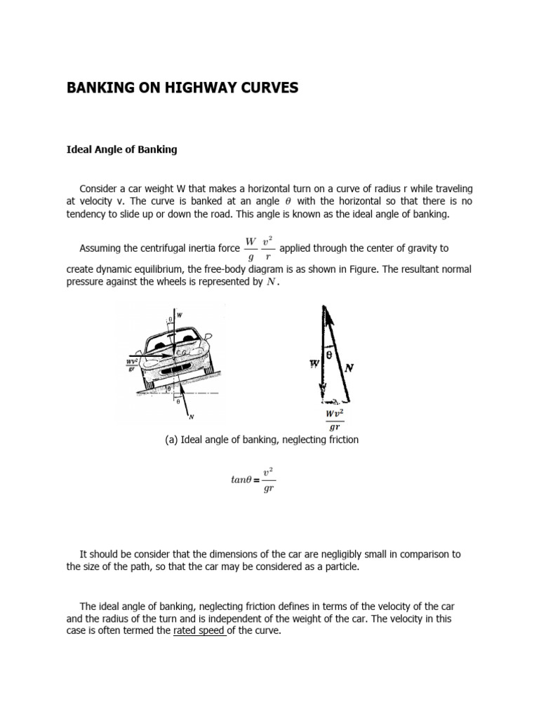 Banking On Highway Curves | Download Free PDF | Mechanics | Classical ...