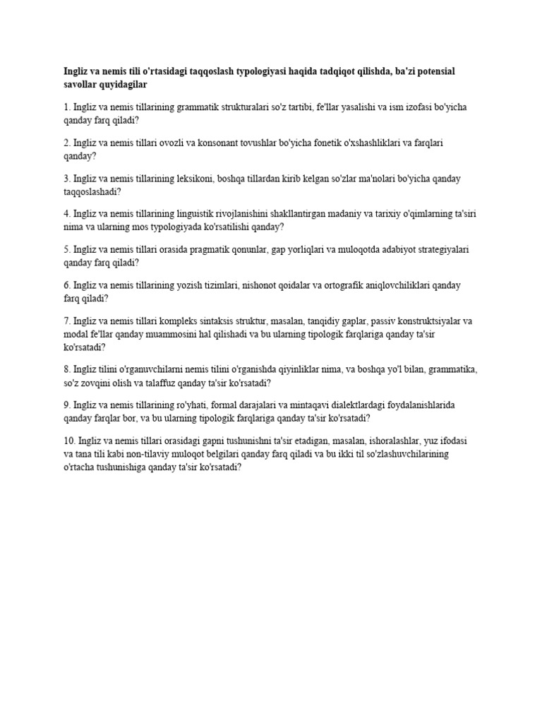 Ingliz Va Nemis Tili o | PDF Ingliz Va Nemis Tili o | PDF
