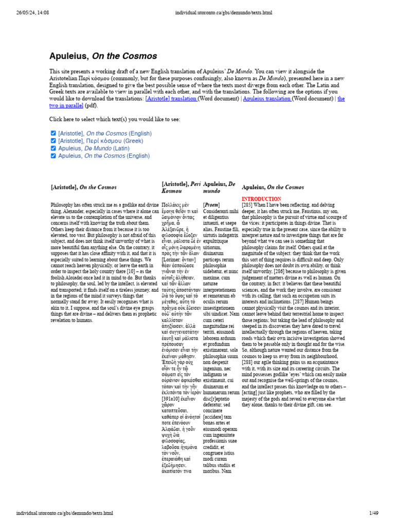 Apuleio de Mundo | PDF | Nous | Aristotle