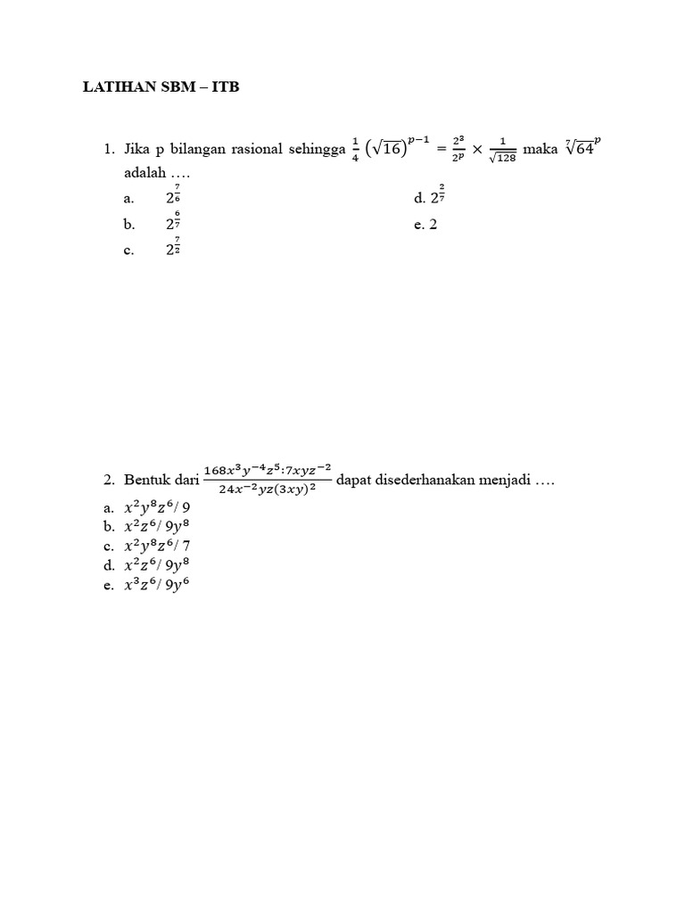Soal SBM Itb | PDF | Metode & Bahan Ajar