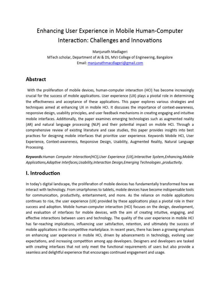 Enhancing User Experience in Mobile Human | PDF | Human–Computer ... Enhancing User Experience in Mobile Human | PDF | Human–Computer ...