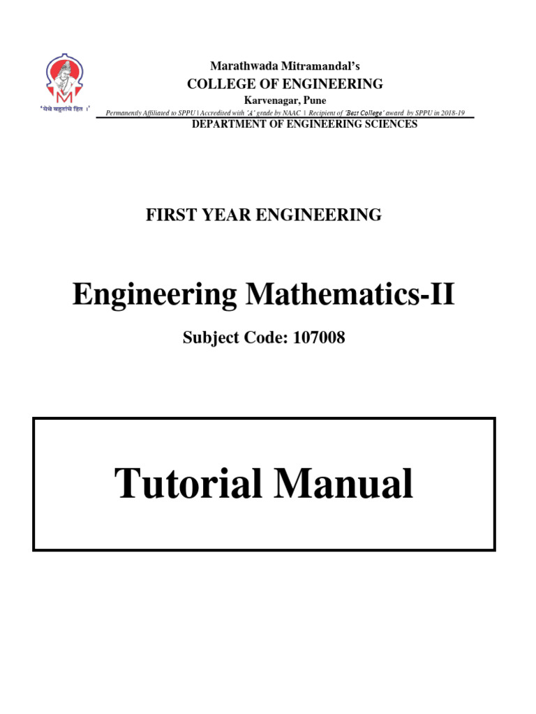 Tutorial Manual M-II | PDF | Engineering | Integral