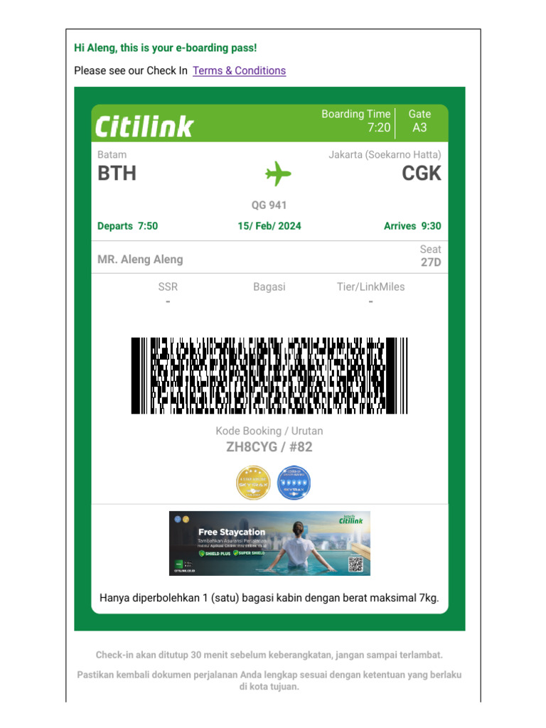 BTH CGK: Please See Our Check in | PDF