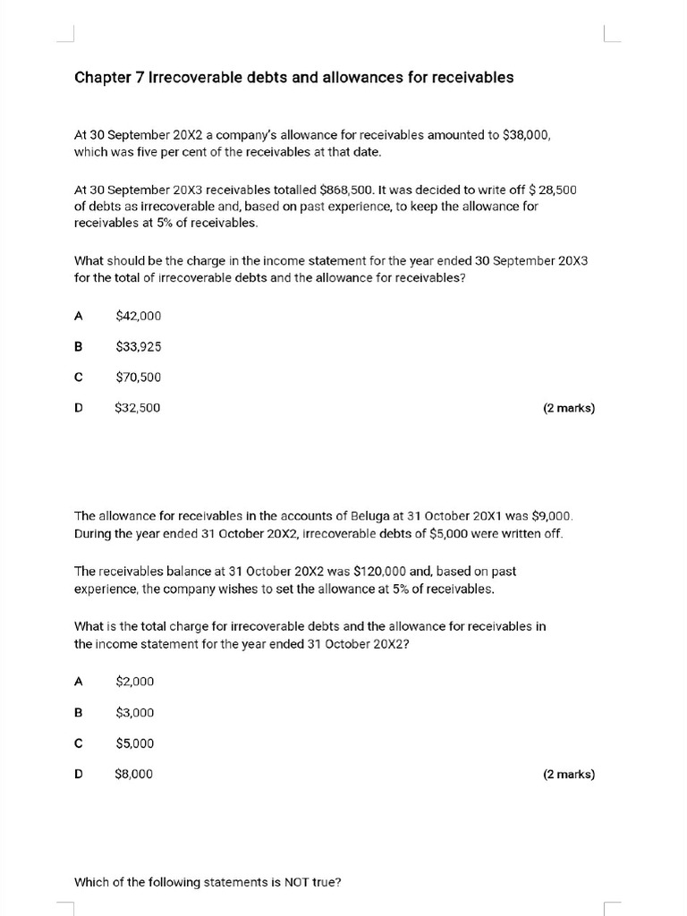 Irrecoverable Debts | PDF