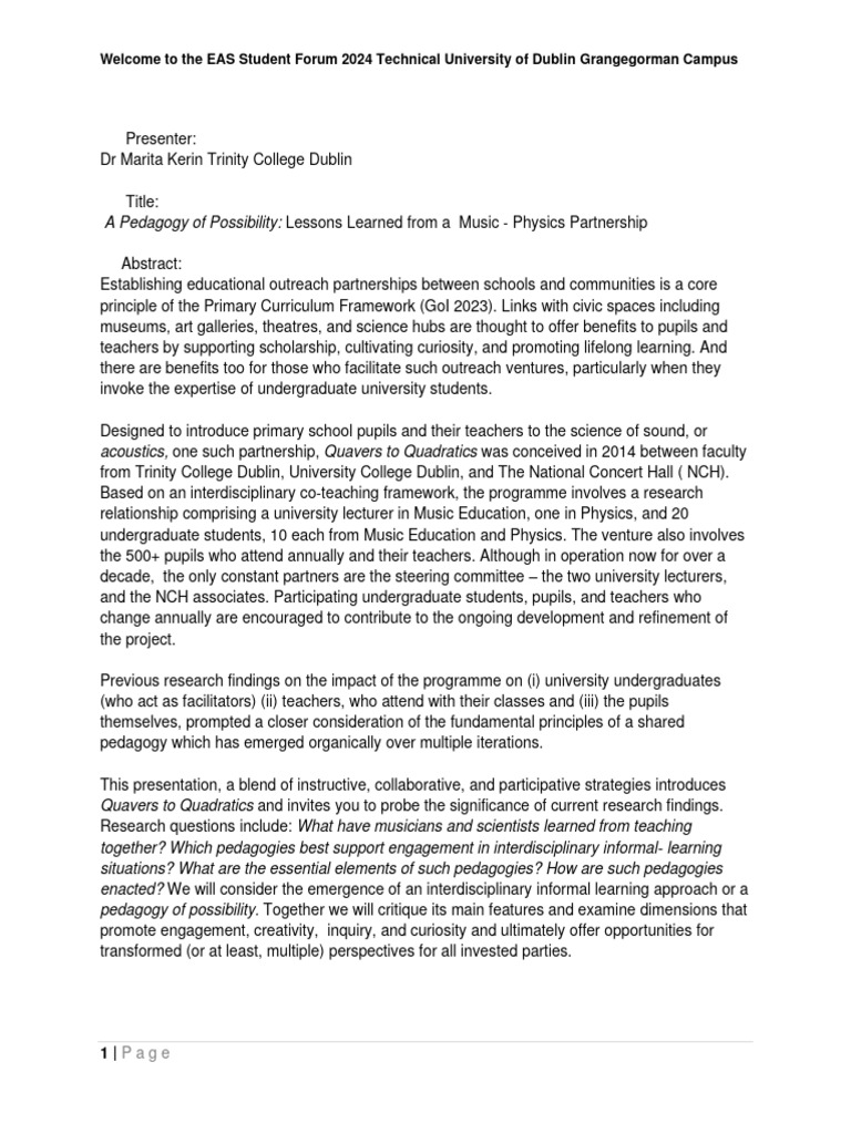 EAS Conference 2024 Student Forum Abstract and Tools For Engagement MK ...