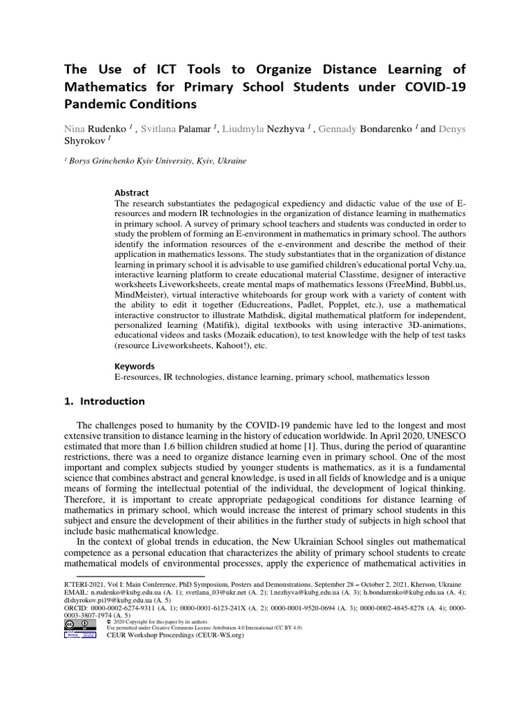 N Rudenko S Palamar N Nezhyva G Bondarenko D Shyrokov | PDF | Educational Technology | Mathematics