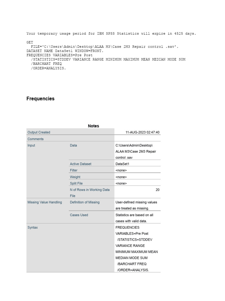 SPSS Frequencies Analysis Report | PDF | Mode (Statistics) | Variance