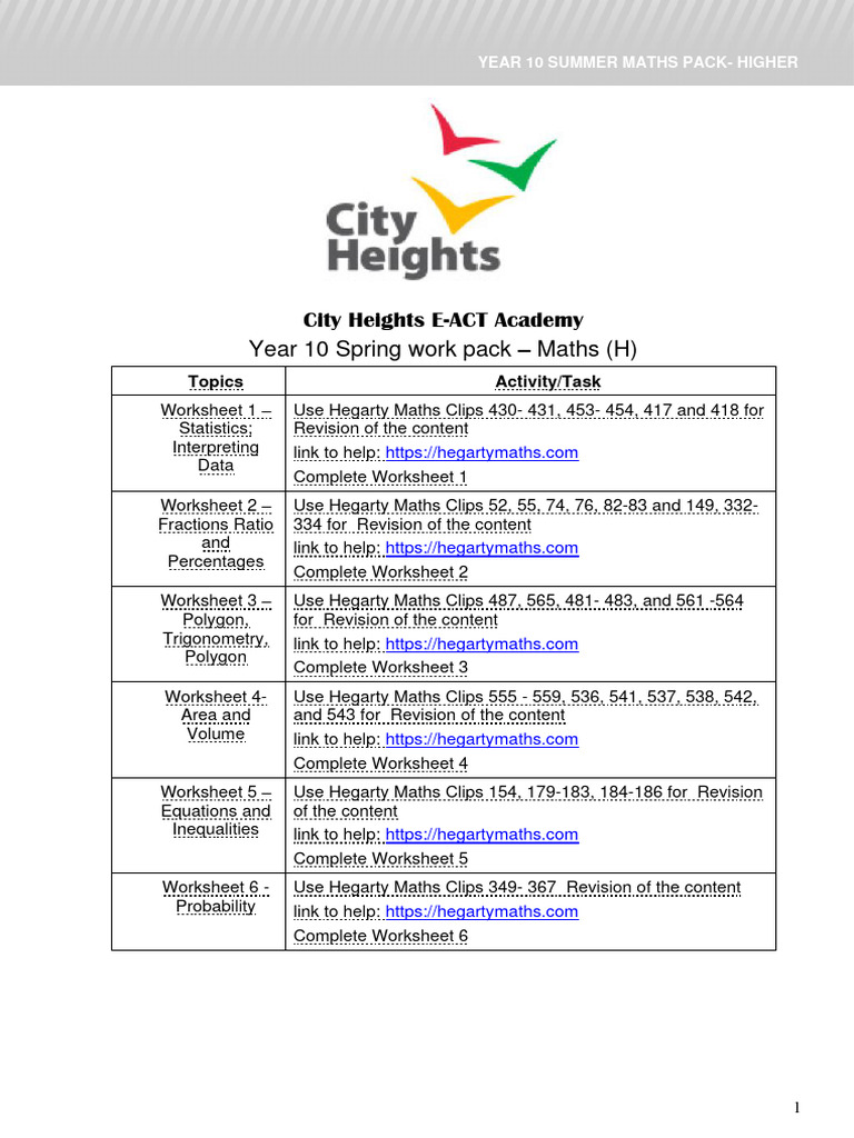 Year 10 Maths H Sets 1 4 | PDF | Mathematics | Statistics