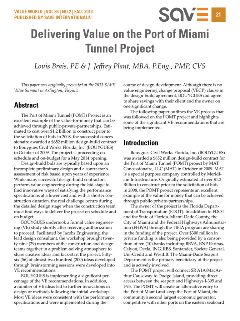 Value World Fall 2013 | PDF | Tunnel | Deep Foundation