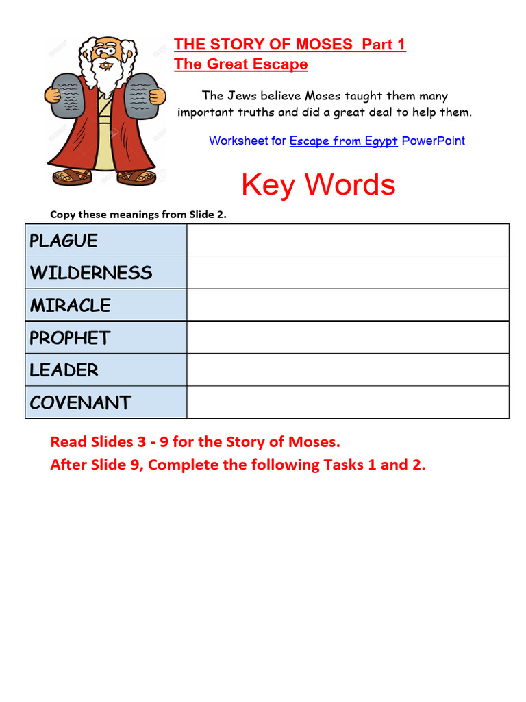 Part 1 - The Story of Moses Great Escape | PDF | Moses | The Exodus