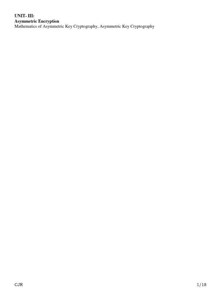 Cns Unit-3 CJR - For Students | PDF | Cryptography | Public Key Cryptography